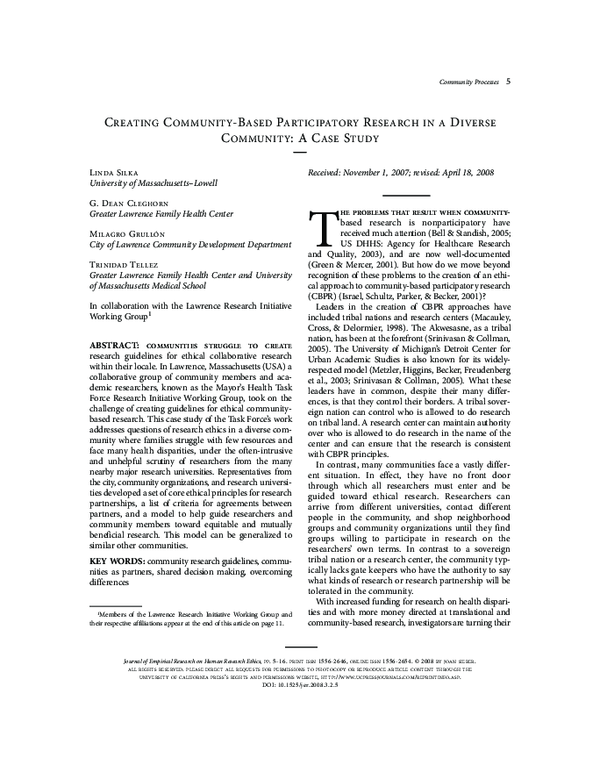 (PDF) Creating Community-Based Participatory Research in a Diverse ...