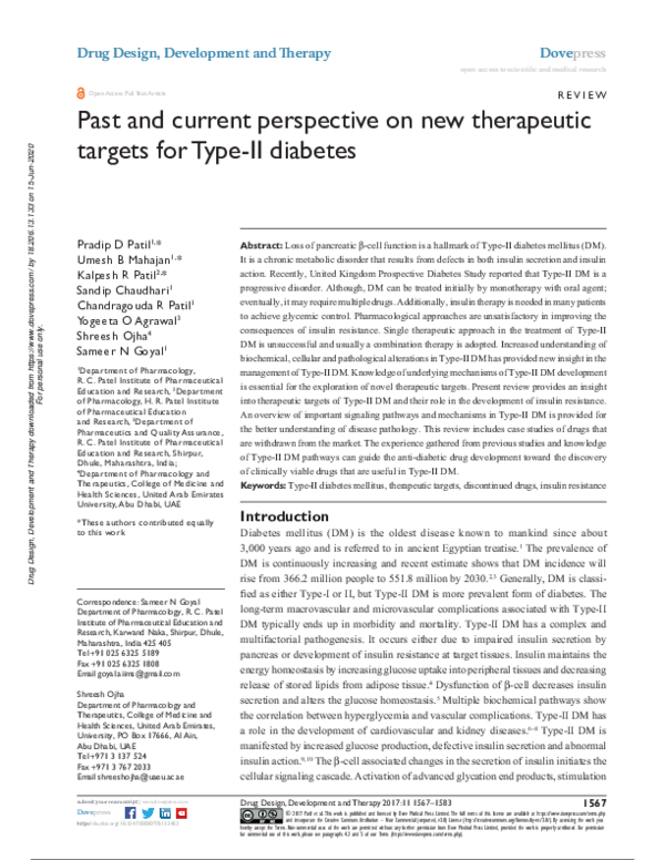 (PDF) Past and current perspective on new therapeutic targets for Type ...