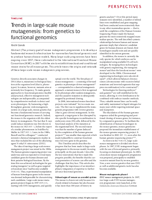 (PDF) Trends in large-scale mouse mutagenesis: from genetics to ...
