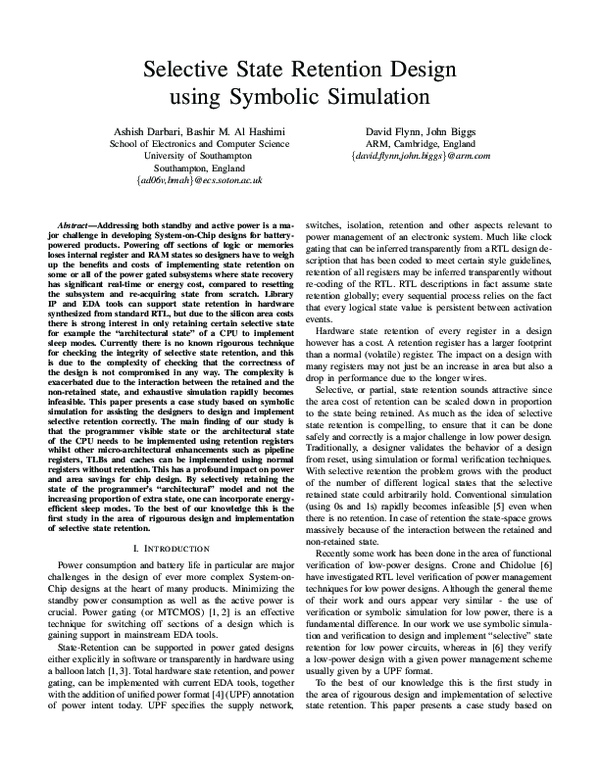 (PDF) Selective state retention design using symbolic simulation