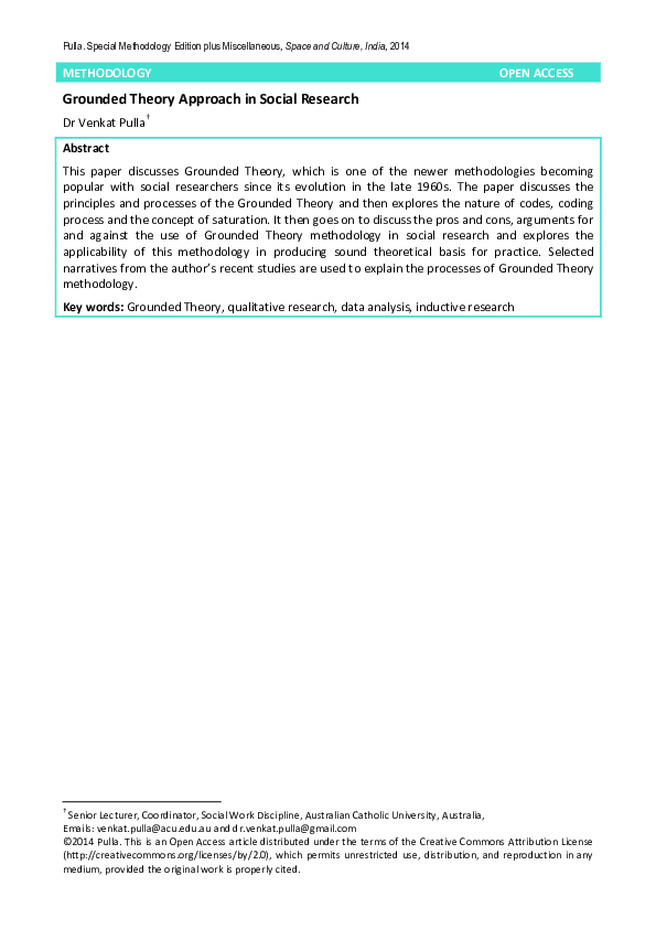 (PDF) Grounded Theory Approach in Social Research