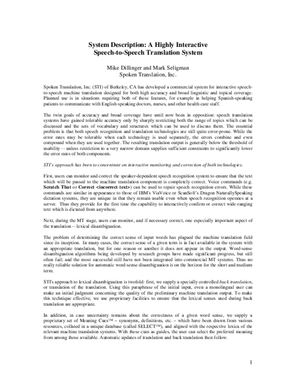 (PDF) System Description: A Highly Interactive Speech-to-Speech ...