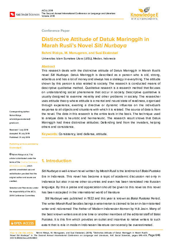 (PDF) Distinctive Attitude of Datuk Maringgih in Marah Rusli’s Novel ...