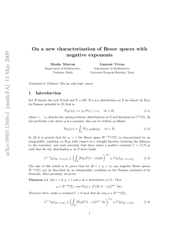 (PDF) On a new characterisation of Besov spaces with negative exponents ...