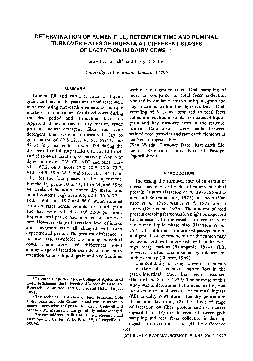 (PDF) Determination of rumen fill, retention time and ruminal turnover ...