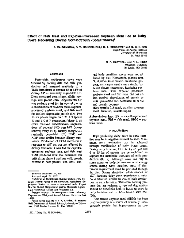 (PDF) Effect of fish meal and expeller-processed soybean meal fed to ...
