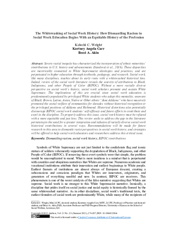(PDF) Whitewashing of Social Work History