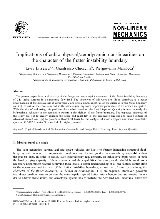 (PDF) Implications of cubic physical/aerodynamic non-linearities on the ...