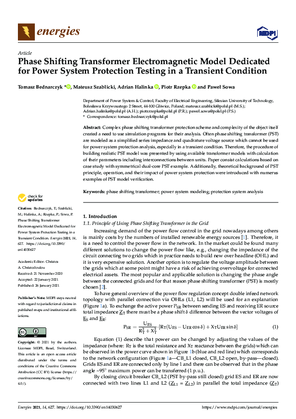 (PDF) Modeling and Protection of Phase Shifting Transformers | Umar Tashfain Khan - Academia.edu