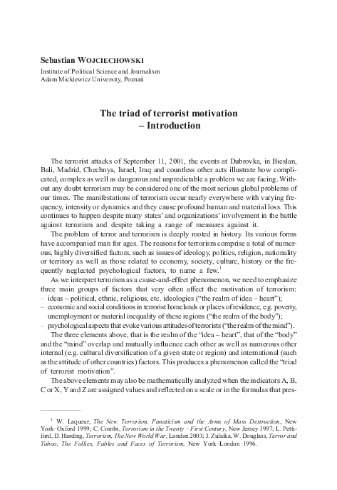 (PDF) The triad of terrorist motivation – Introduction