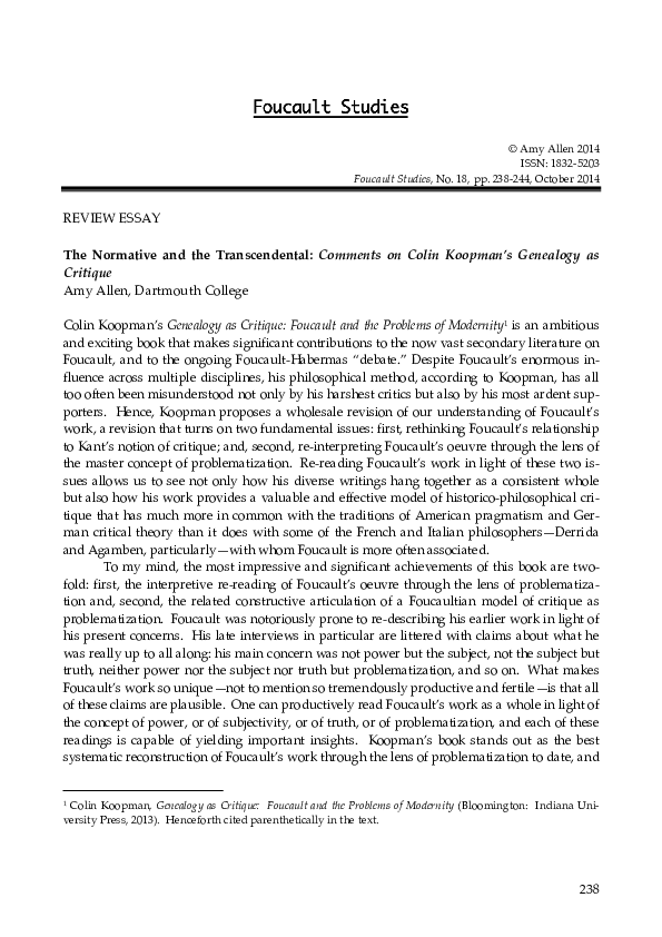(PDF) The Normative and the Transcendental: Comments on Colin Koopman’s ...