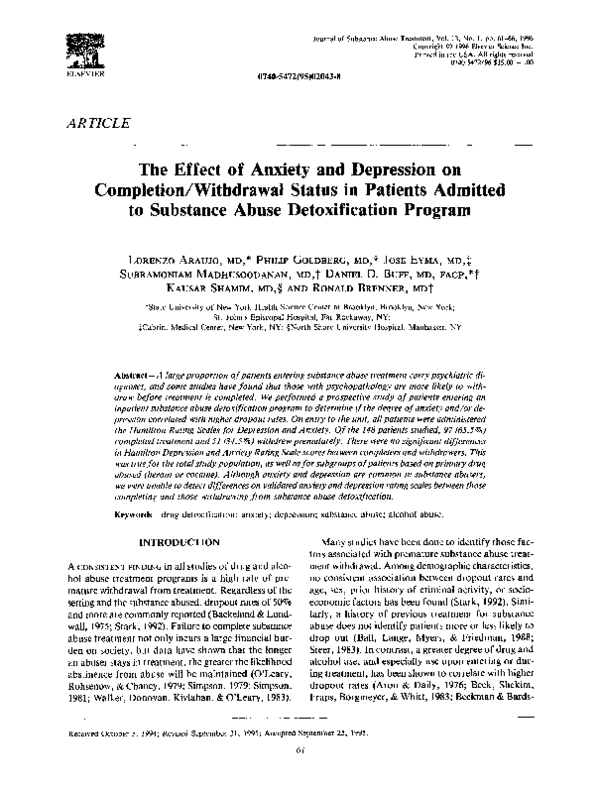 (PDF) The effect of anxiety and depression on completion/withdrawal ...