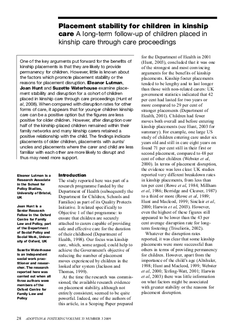(PDF) Placement Stability for Children in Kinship Care: A Long-Term ...