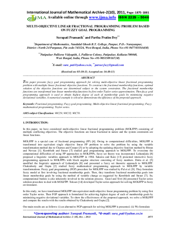 Multi Objective Linear Fractional Programming Problem Based On Fuzzy