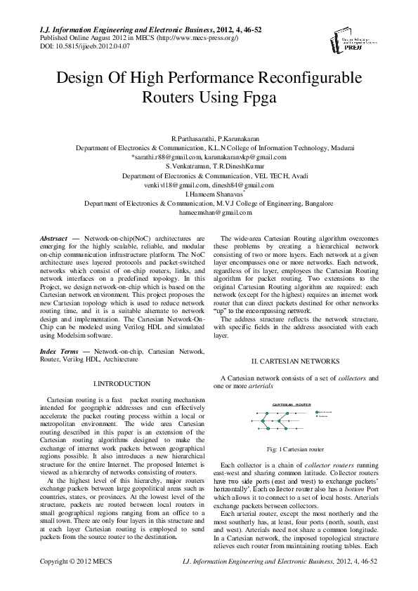 Pdf High Performance Fpga Based Reconfigurable Noc Routers