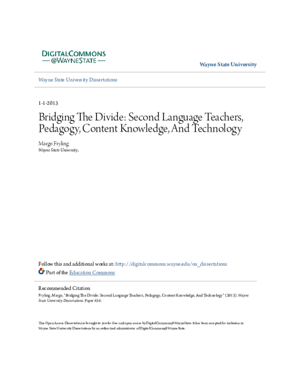 (PDF) Bridging the divide: Second language teachers, pedagogy, content ...