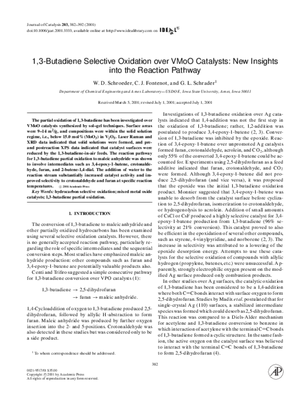 (PDF) 1,3-Butadiene Selective Oxidation over VMoO Catalysts: New ...