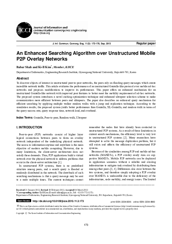 (PDF) An Enhanced Searching Algorithm over Unstructured Mobile P2P Overlay Networks