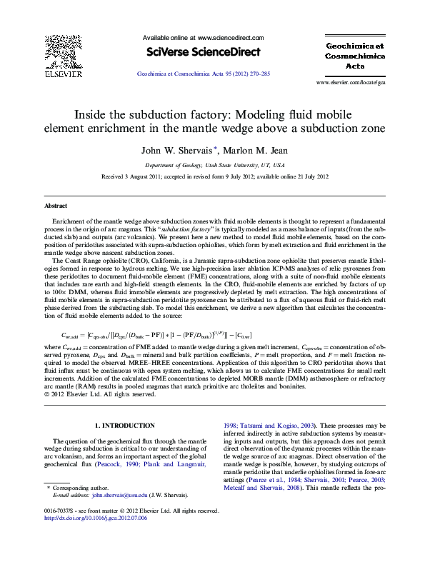 (PDF) Inside the subduction factory: Modeling fluid mobile element ...