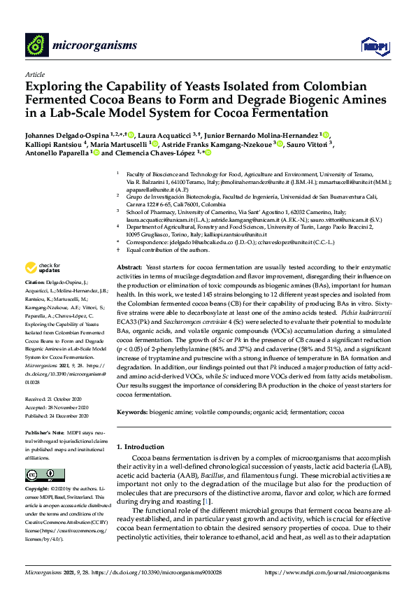 (PDF) Exploring the Capability of Yeasts Isolated from Colombian Fermented Cocoa Beans to Form ...