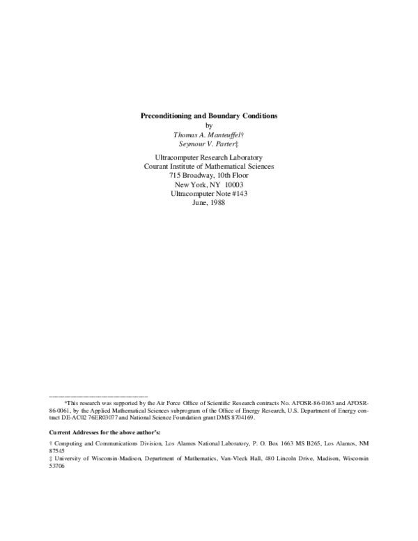 (PDF) Preconditioning and Boundary Conditions