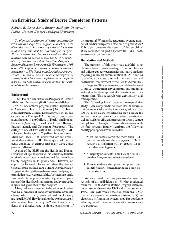 (PDF) An Empirical Study of Degree Completion Patterns