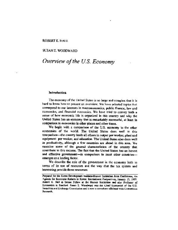 (PDF) Overview of the U.S. Economy
