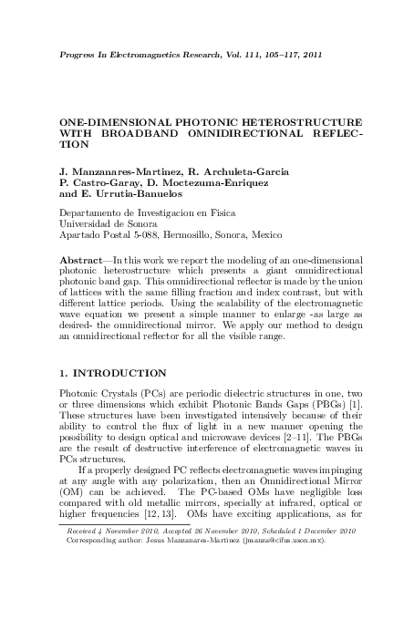(PDF) One-Dimensional Photonic Heterostructure with Broadband ...