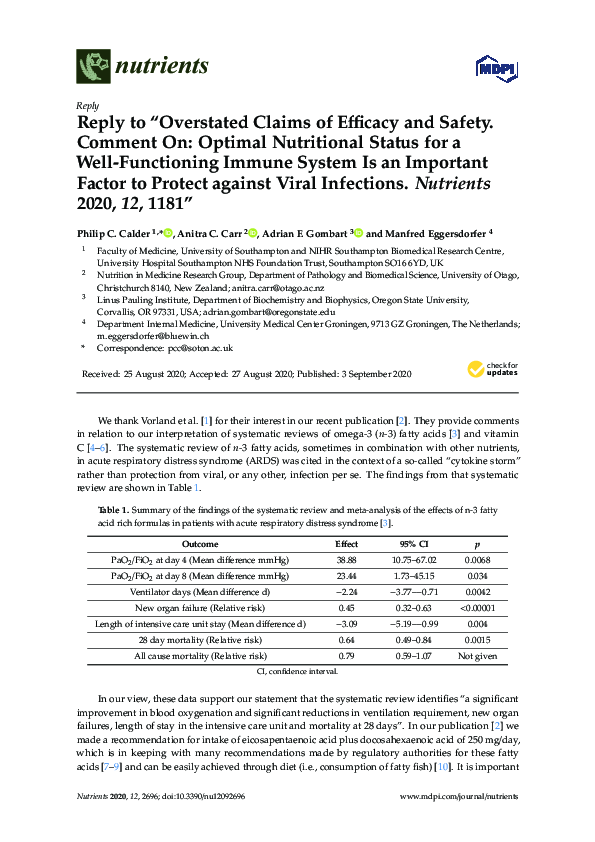 (PDF) Reply to “Overstated Claims of Efficacy and Safety. Comment On ...