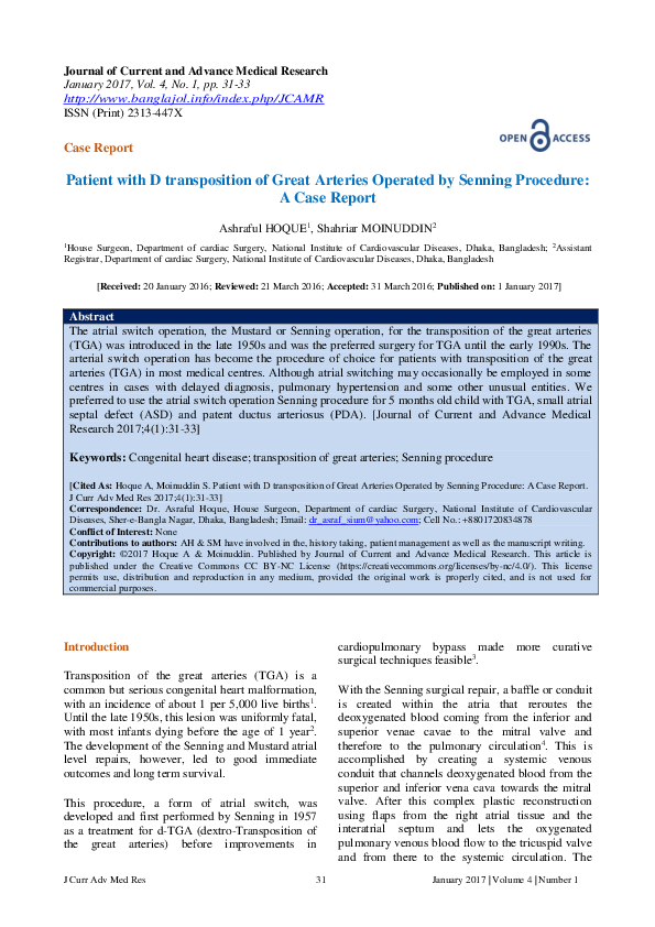 (PDF) Patient with D transposition of Great Arteries Operated by ...
