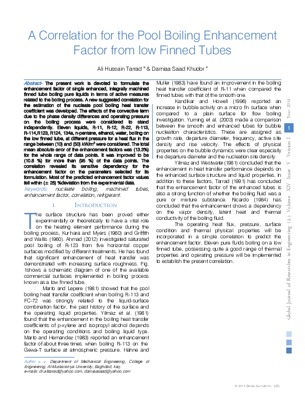 (PDF) A Correlation for the Pool Boiling Enhancement Factor from low ...