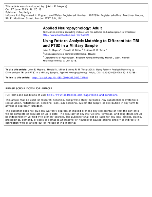 (PDF) Using pattern analysis matching to differentiate TBI and PTSD in ...