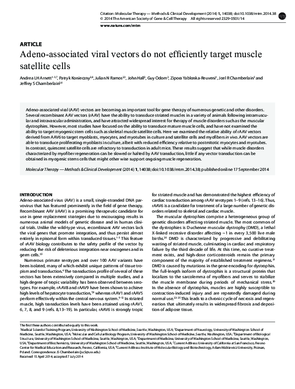 (PDF) Adeno-associated viral vectors do not efficiently target muscle ...