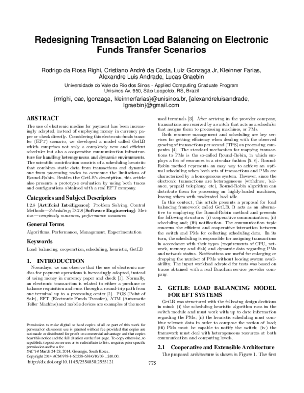 (PDF) Redesigning transaction load balancing on electronic funds ...