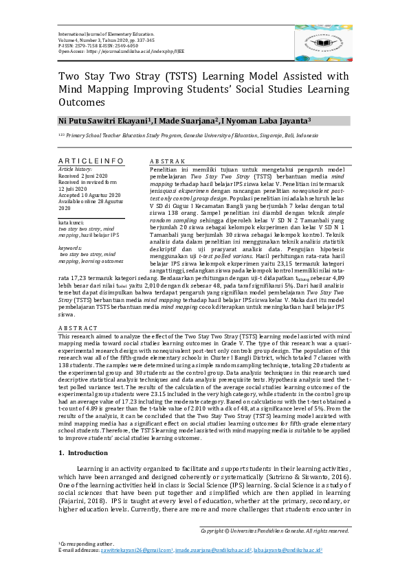 (PDF) Two Stay Two Stray (TSTS) Learning Model Assisted with Mind ...