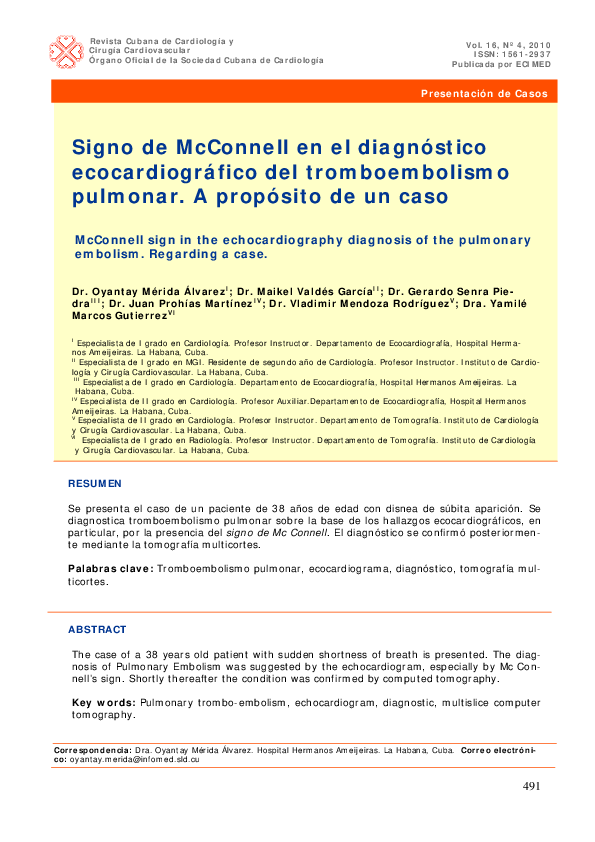 (PDF) Signo de Mc Connell en el diagnóstico ecocardiográfico del ...