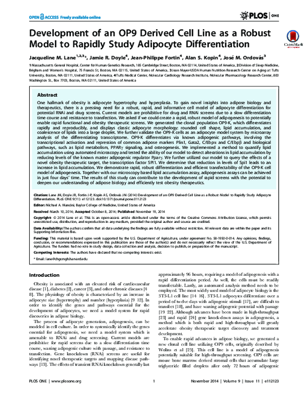 (PDF) Development of an OP9 Derived Cell Line as a Robust Model to ...