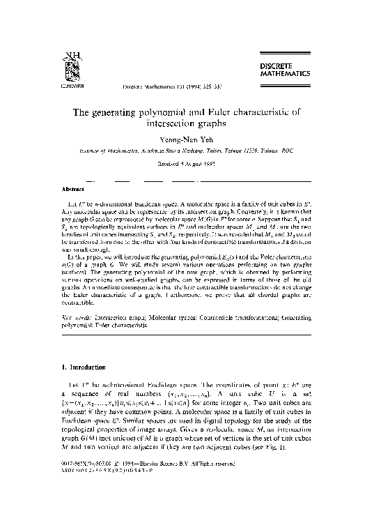 (PDF) The generating polynomial and Euler characteristic of intersection graphs