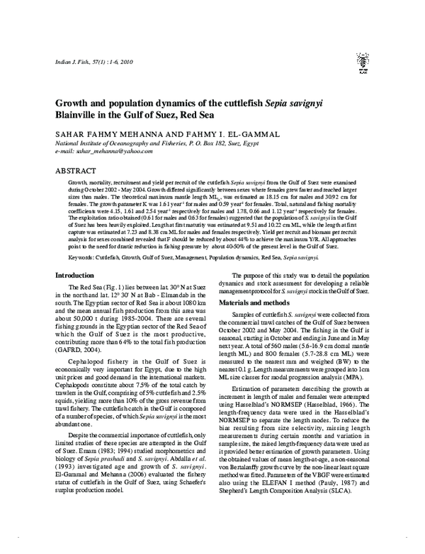(PDF) Growth and population dynamics of the cuttlefish Sepia savignyi ...