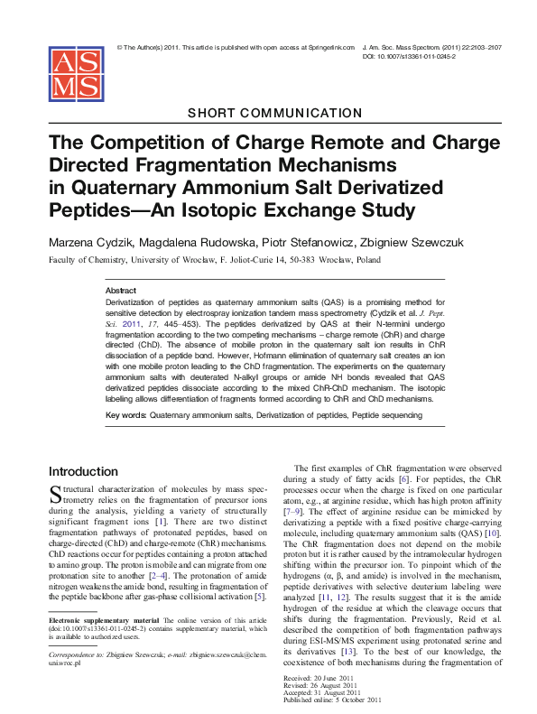 (PDF) The Competition of Charge Remote and Charge Directed ...
