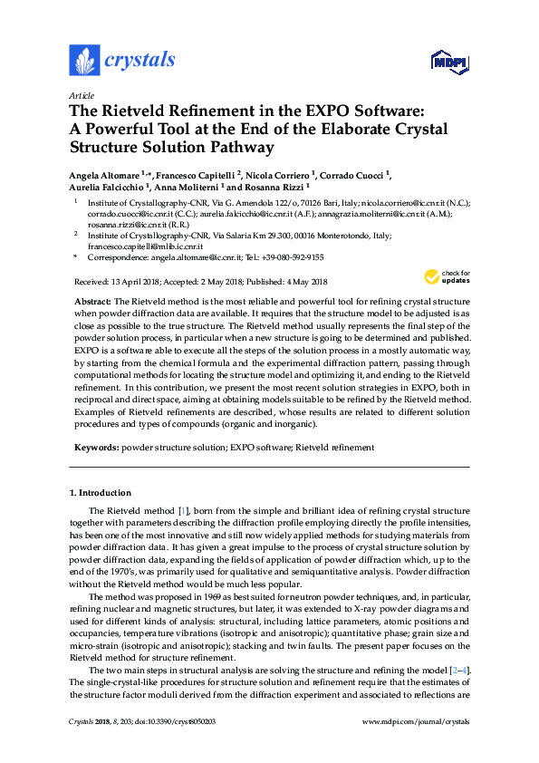 (PDF) The Rietveld Refinement in the EXPO Software: A Powerful Tool at ...