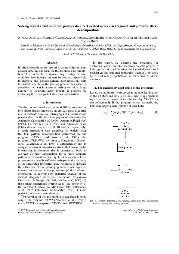 (PDF) Solving crystal structures from powder data. V. Located molecular fragment and powder ...
