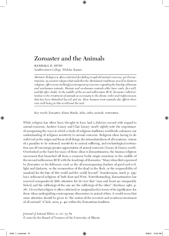 (PDF) Zoroaster and the Animals