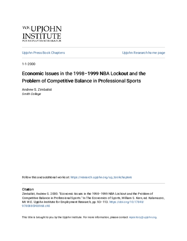(PDF) Economic issues in the 1998-1999 NBA lockout and the problem of ...