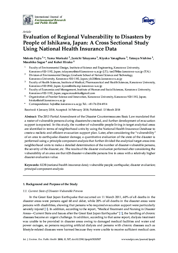 (PDF) Evaluation of Regional Vulnerability to Disasters by People of ...