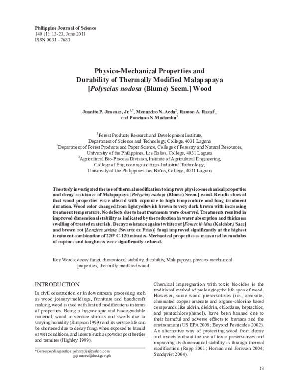 (PDF) Physico-Mechanical Properties and Durability of Thermally ...