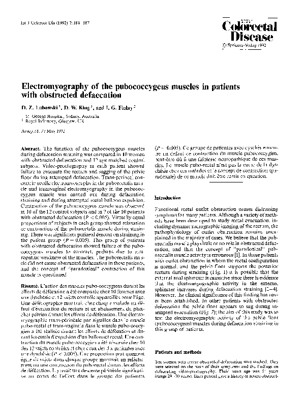 (PDF) Electromyography of the pubococcygeus muscles in patients with ...