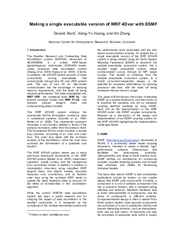 (PDF) Making a single executable version of WRF 4Dvar with ESMF