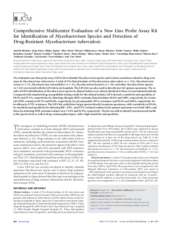 (PDF) Comprehensive Multicenter Evaluation of a New Line Probe Assay ...
