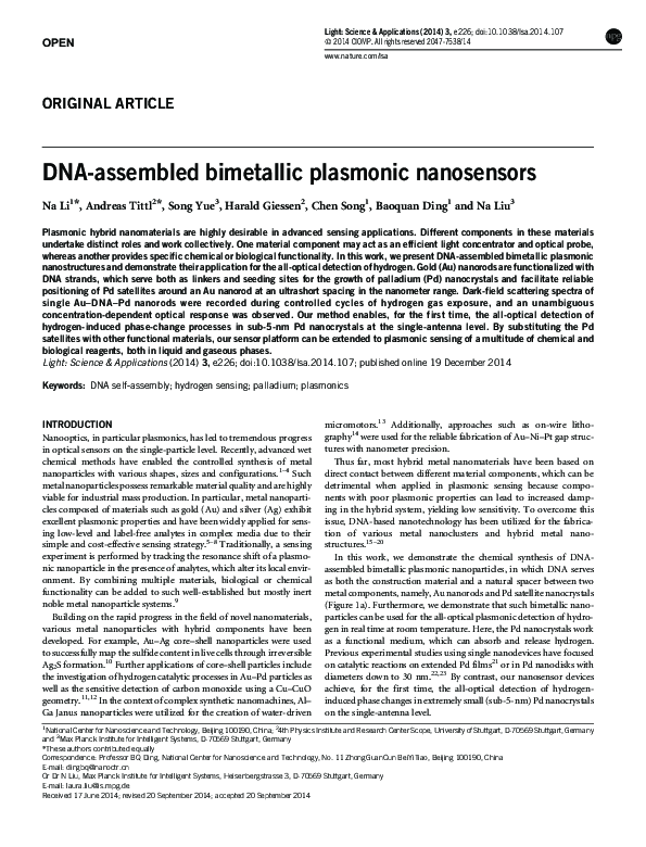 (PDF) DNA-assembled bimetallic plasmonic nanosensors